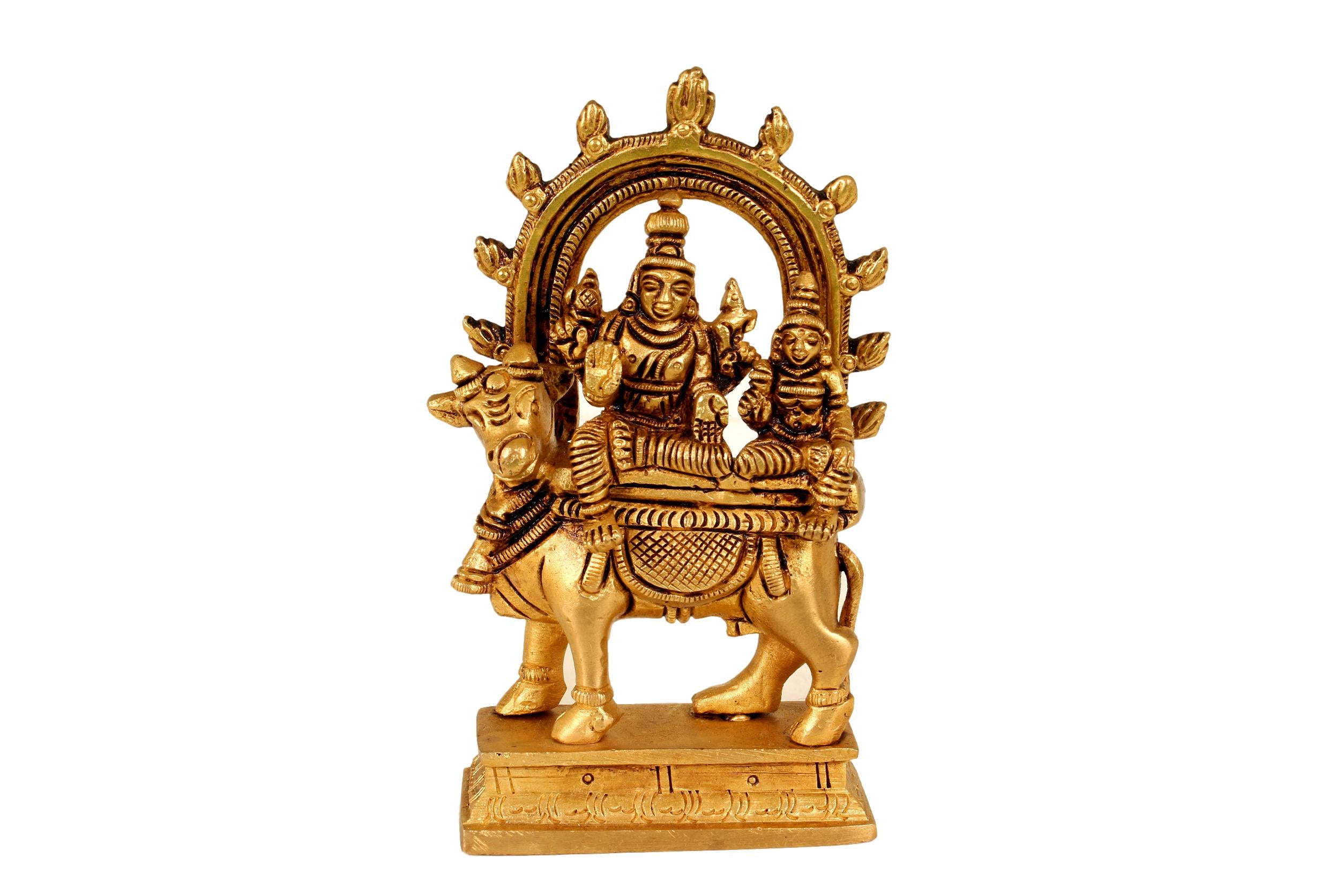 Pradosha Murthy Shiva and Parvathy Sitting On Nandhi Brass