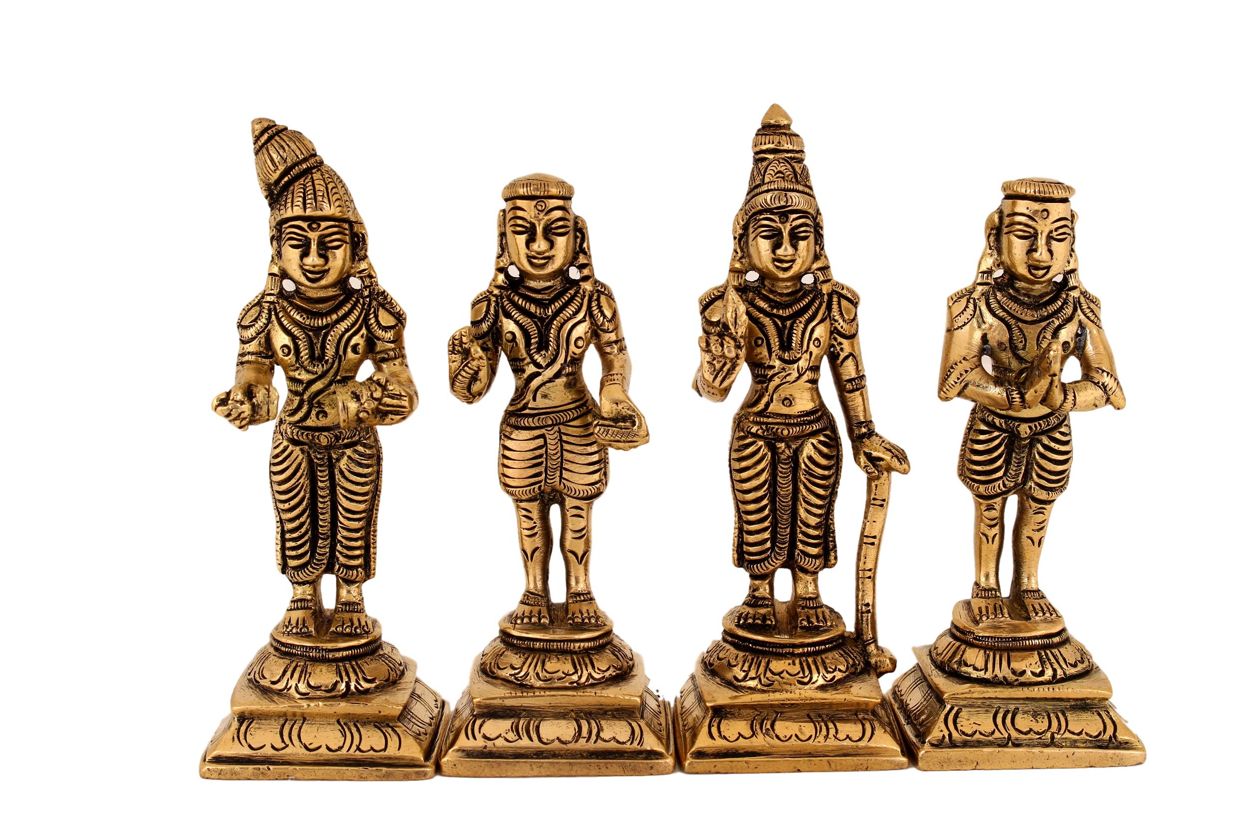 Brass Nalvar Set Statue (Appar, Sundarar, Manika Vasagar and Sambandar