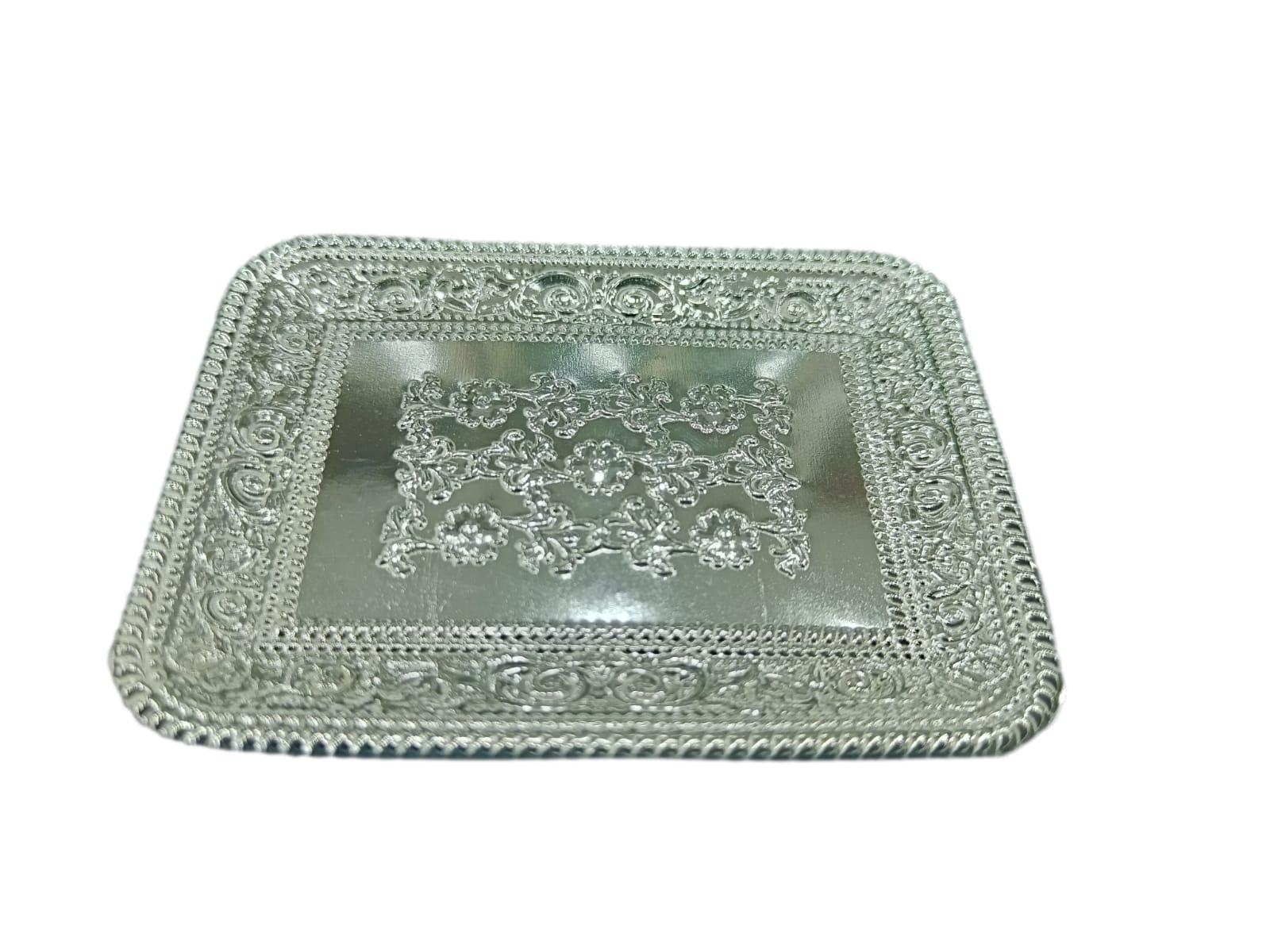 Silver Plate Rectangle,For Puja Rituals,Gift