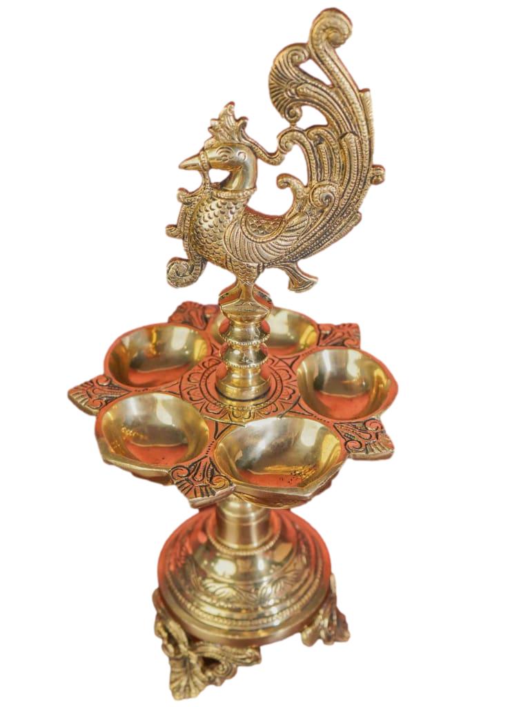 Brass Annapakshi 5 Face Diya with Tri-Stand